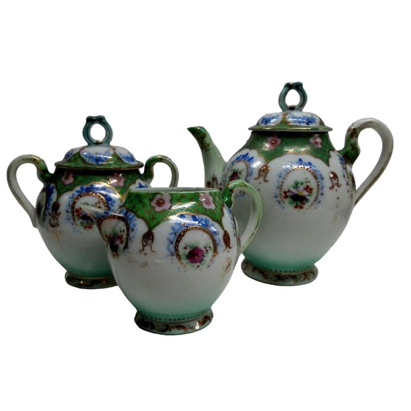 Antique | Kitchen | Antique Floral Porcelain Tea Set Hand Painted Pot ...